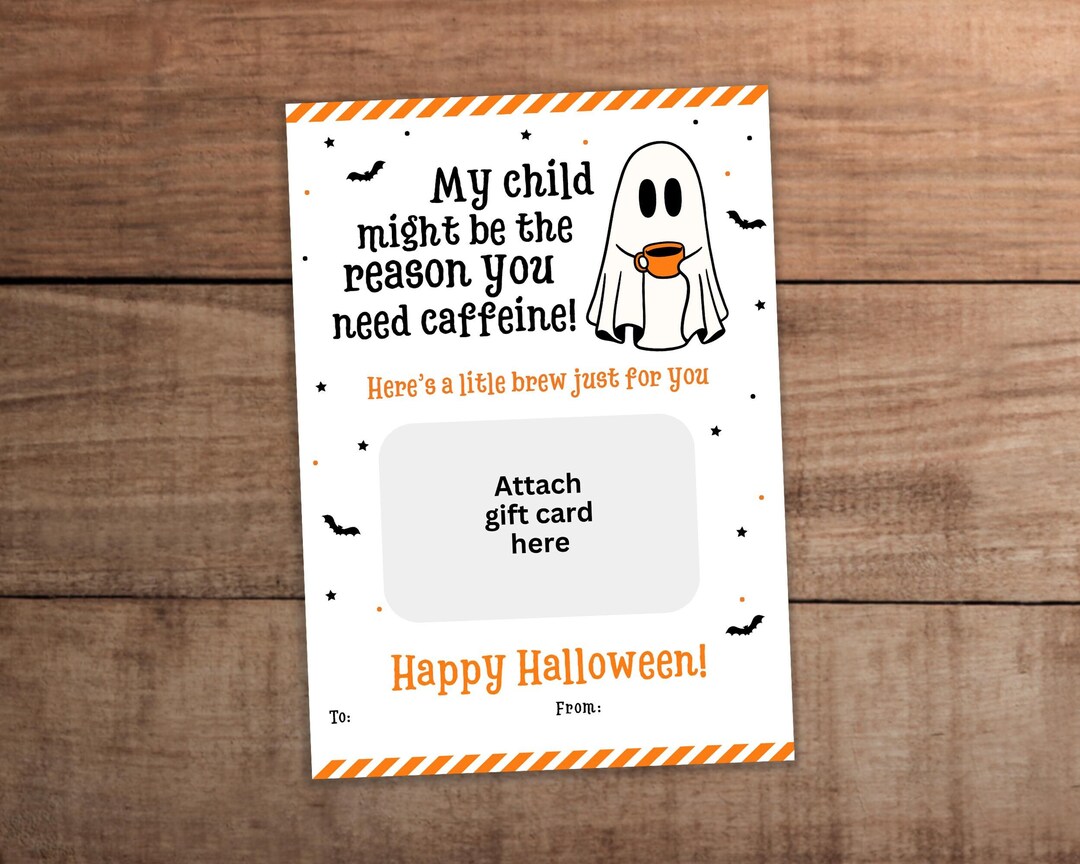 Halloween Teacher Appreciation Gift Card Holder Printable for Coffee ...
