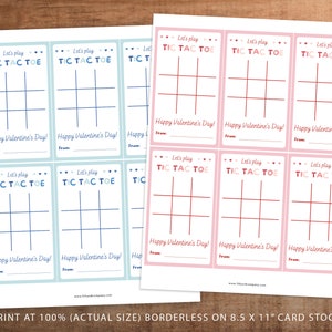 Tic Tac Toe Valentines Day Card Printable Kids Classroom Gift Exchange ...