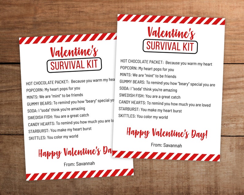 Editable Valentine's Day Survival Kit Printable Galentines - Etsy