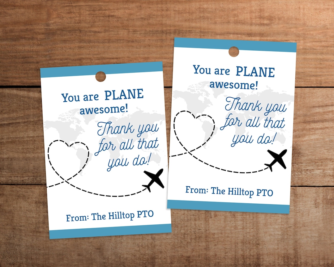 Editable Airplane Travel Theme Thank You Gift Tag Printable for Teacher ...