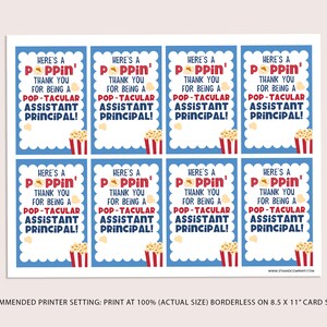 Popcorn Gift Tag Printable for School Assistant Principal Appreciation ...