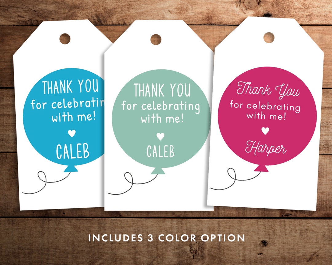 Editable Balloon Theme Birthday Party Favor Goody Bag Gift Tag ...
