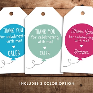 Editable Balloon Theme Birthday Party Favor Goody Bag Gift Tag ...