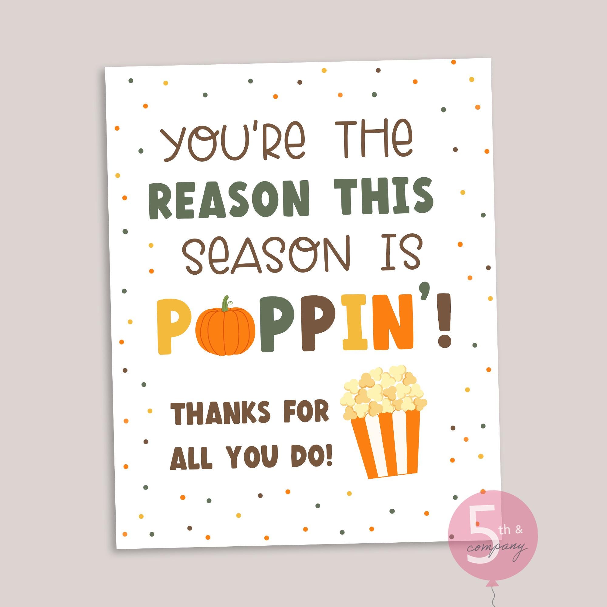 Fall Teacher Appreciation Poster Popcorn Treat Sign Autumn Staff Nurse ...