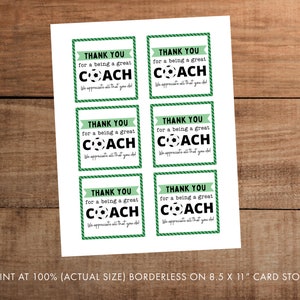 Soccer Coach Appreciation Gift Tag Printable Digital Download - Etsy