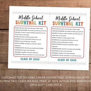 Editable Middle School Student Survival Kit Printable Boho Colors - Etsy