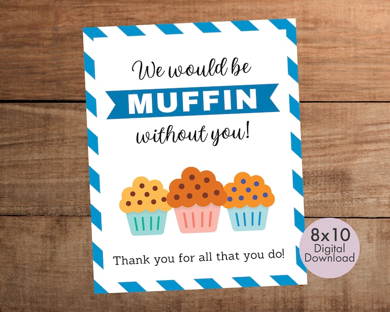 8x10 Muffin Pun Appreciation Sign for Staff Employee Teacher - Etsy