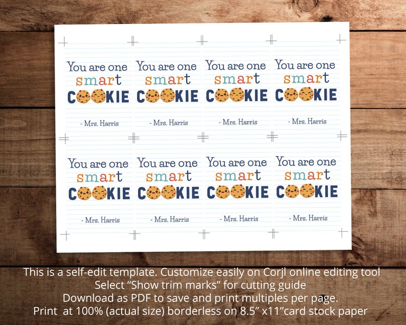 Editable You Are One Smart Cookie Gift Tag Printable - Etsy