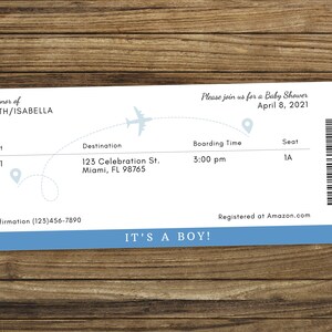 Printable Boarding Pass Baby Shower Invitation Editable Plane Ticket ...