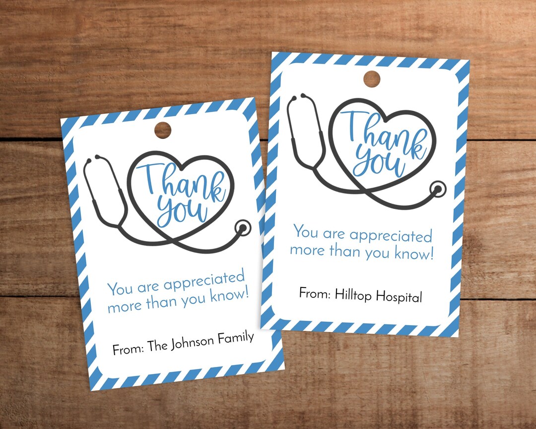 Editable Nurse Appreciation Gift Tag, Stethoscope Heart Design, Digital ...