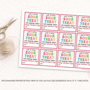 Sour Gummy Valentine's Day Candy Gift Tag Printable Kids Classroom ...