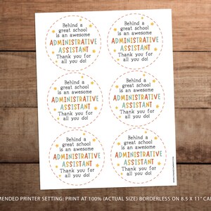School Administrative Assistant Appreciation Gift Tag Printable School ...