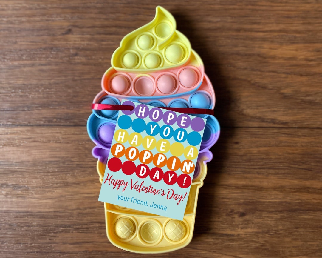 Valentines Day Pop It Fidget Party Favor Gift Tag Printable Editable ...