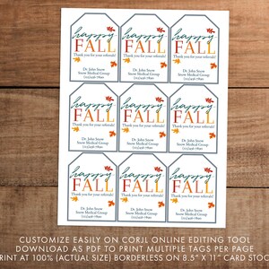 Fall Referral Thank You Gift Tag: Editable Printable (digital Download ...