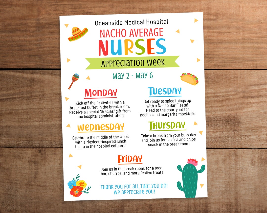 Nacho Average Nurses Schedule | Bright Fiesta Nurse Appreciation ...