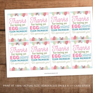 Thanks for Being an Eggcellent Team Member Easter Basket Gift Tag ...