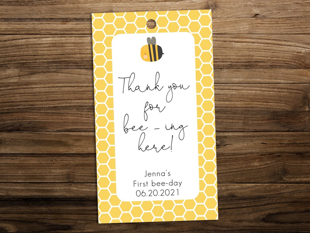 Editable Honeycomb Bee Theme Party Favor Goody Bag Thank You Gift Tag ...