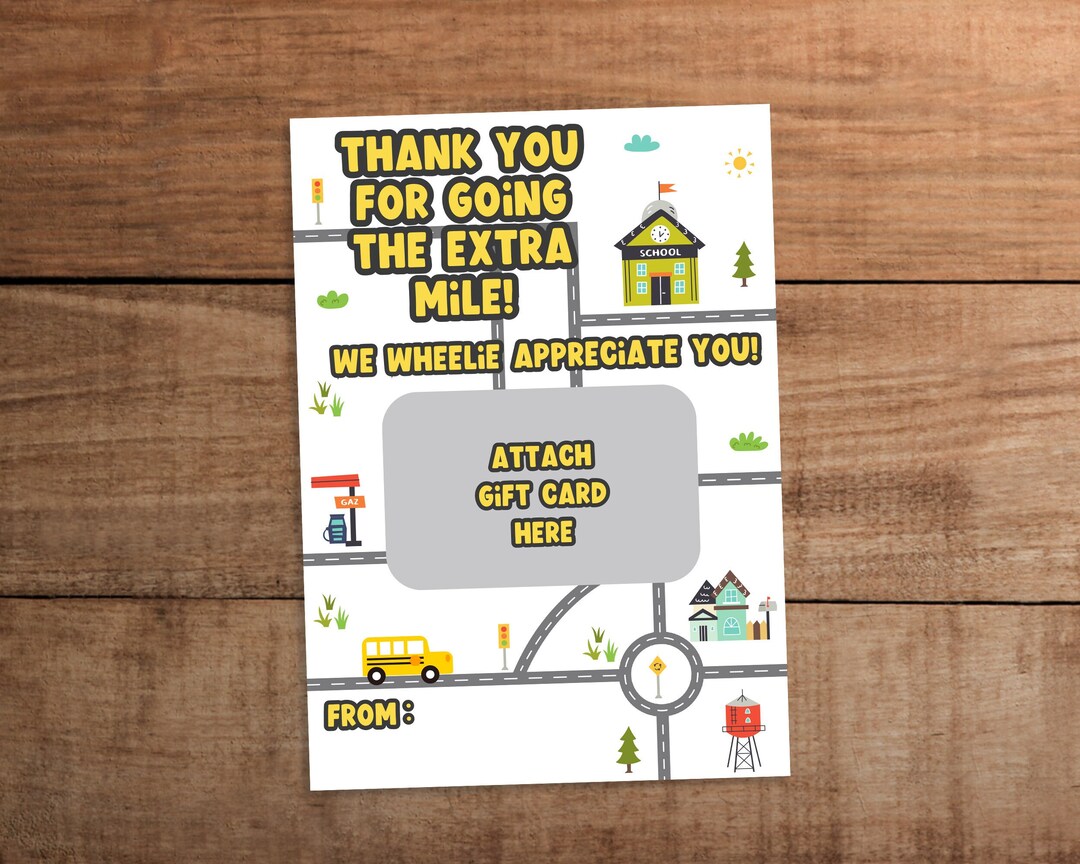 School Bus Driver Appreciation Gift Card Holder Printable, Instant ...