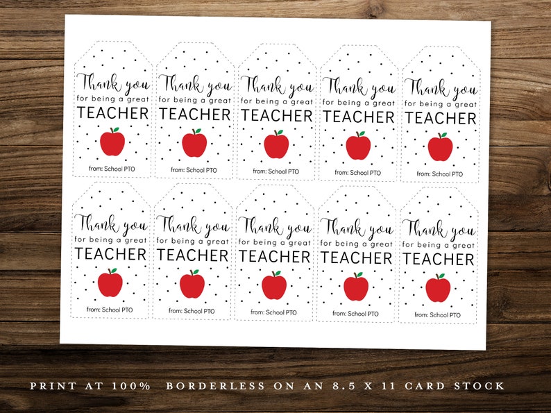 Editable Teacher Appreciation Gift Tag Printable Template Customizable ...