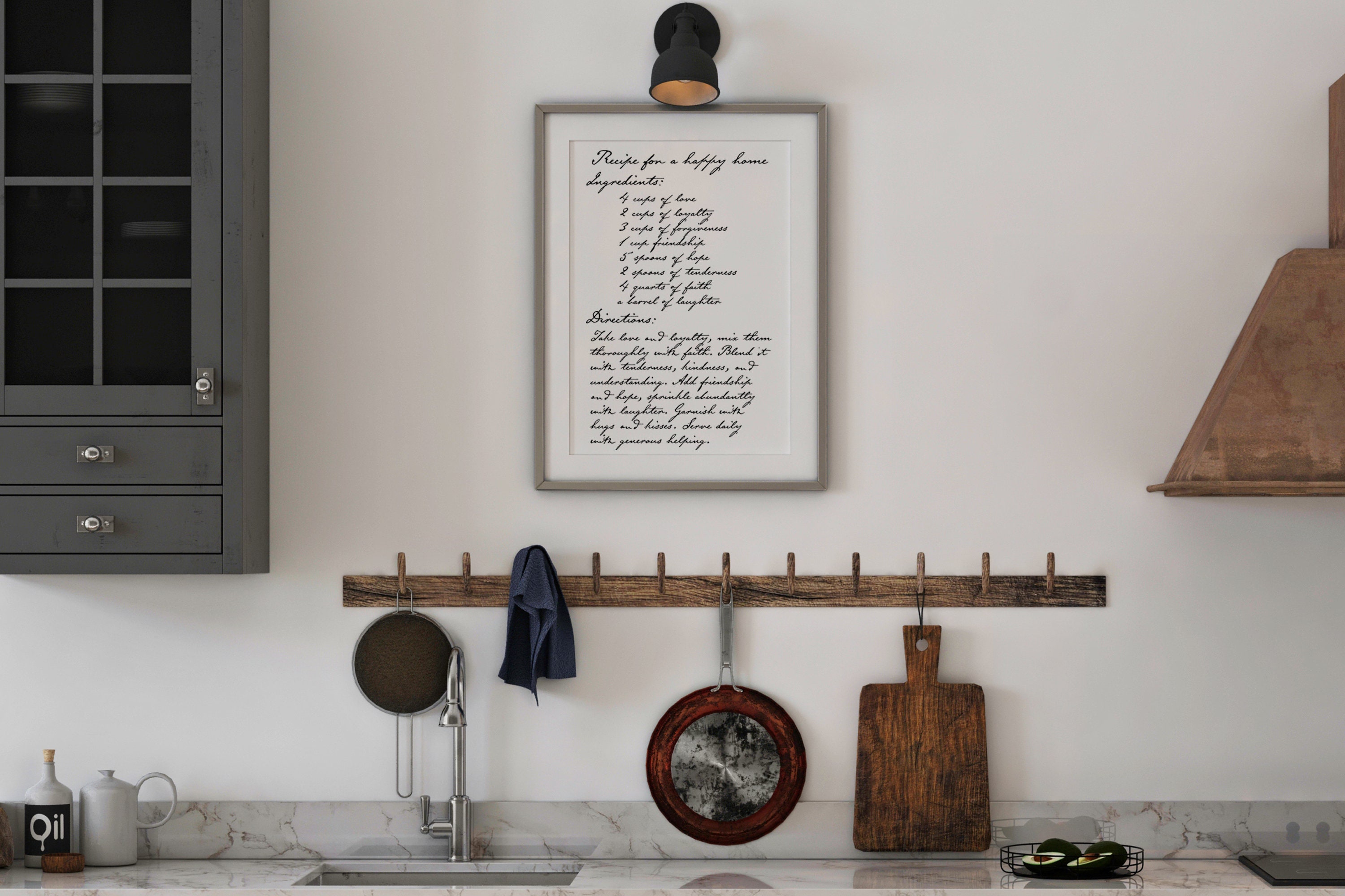 Recipe for a Happy Home Printable Wall Art Décor Typography | Etsy
