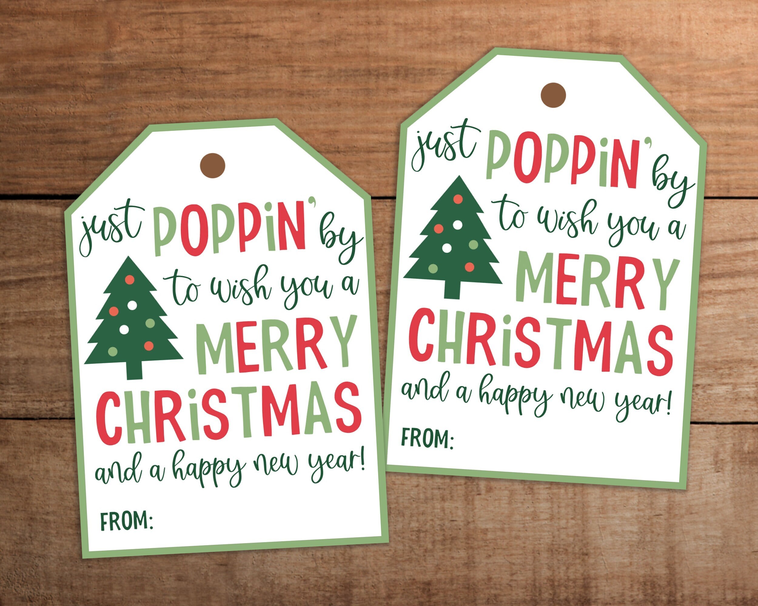 Poppin' by Christmas Gift Tag Printable for Popcorn Lollipop Fidget Toy ...