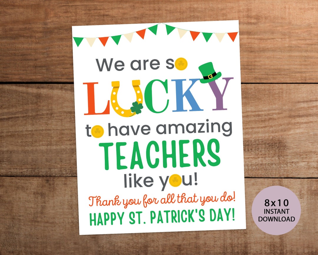 St. Patrick's Day Thank You Sign Printable for School Teacher ...