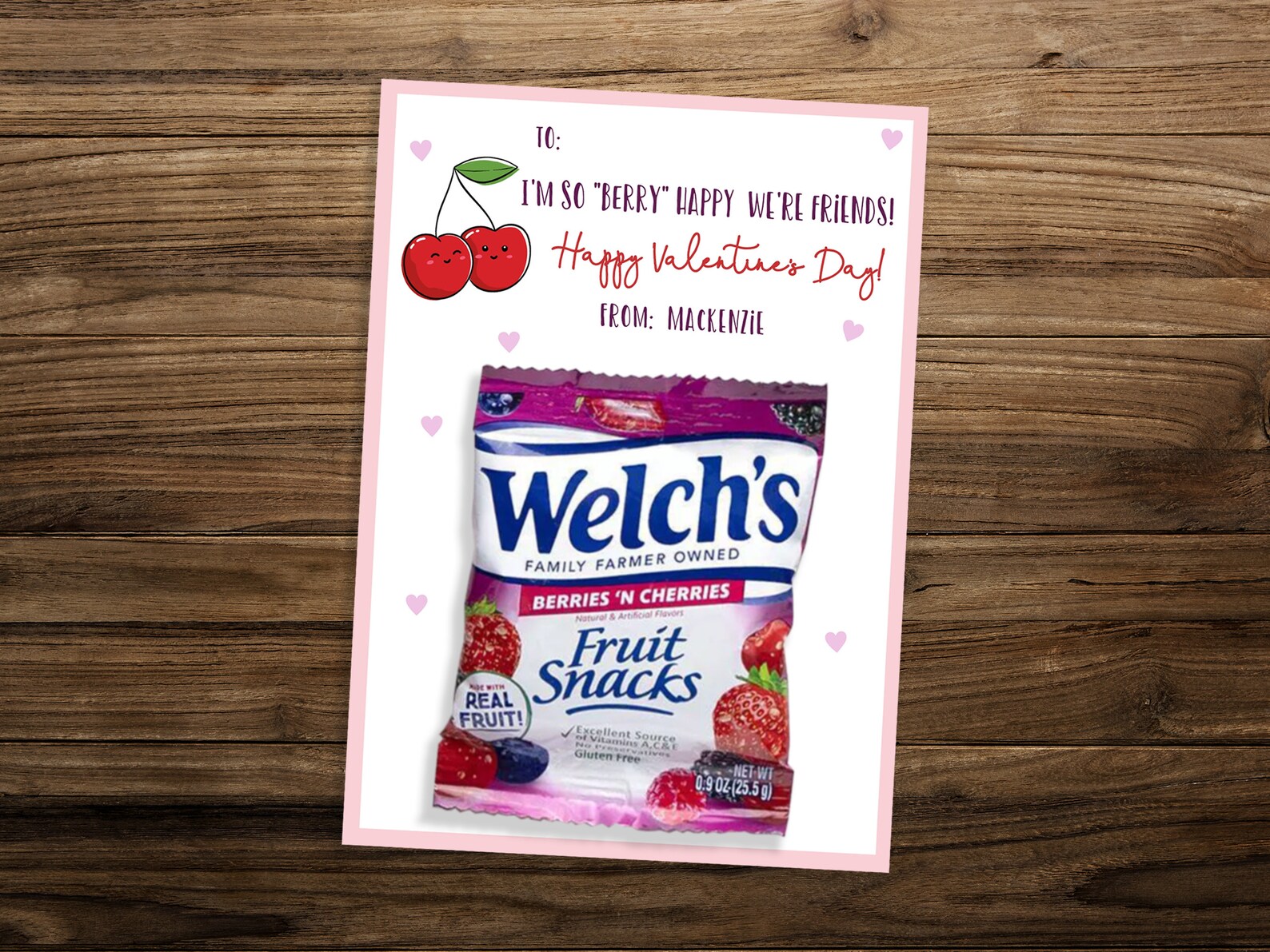 Classroom Valentines Printable Fruit Snack Valentine Card | Etsy