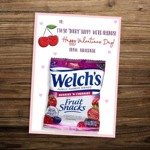Classroom Valentines Printable Fruit Snack Valentine Card Kids ...