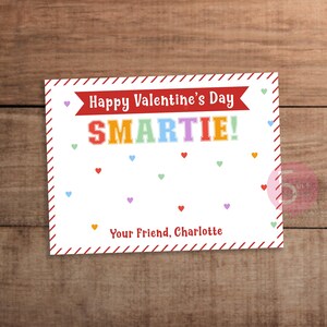 Editable Happy Valentine's Day Smarties Candy Gift Tag Printable ...