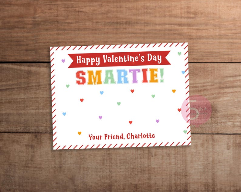 Editable Happy Valentine's Day Smarties Candy Gift Tag Printable ...