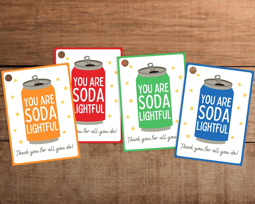 Soda Gift Tag for Teacher Nurse Staff Employee Team Member Appreciation ...