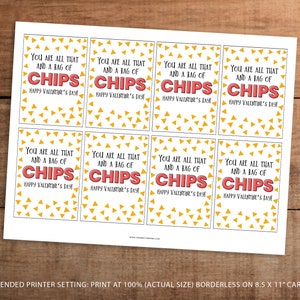Valentine's Day You Are All That and a Bag of Chips Gift Tag Printable ...
