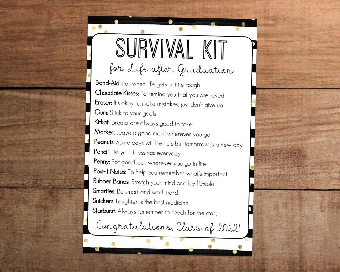 Editable Survival Kit for Life After Graduation Printable - Etsy