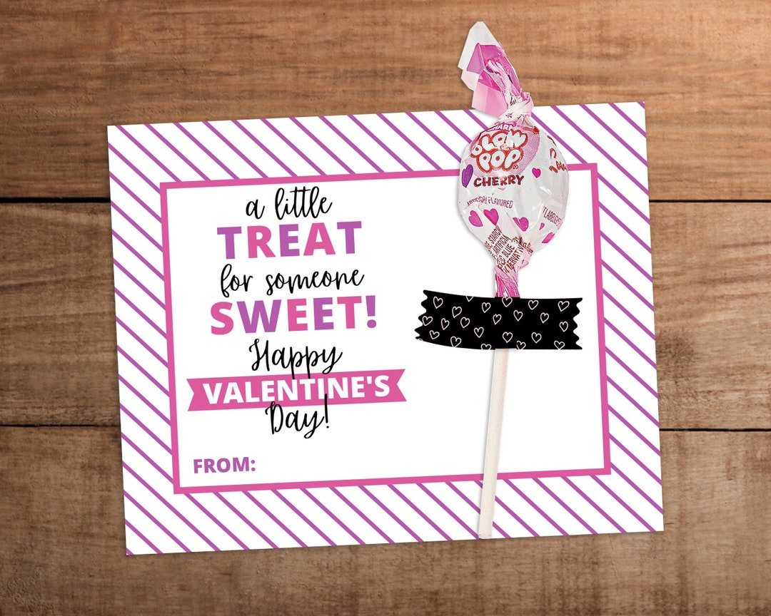 Valentine Lollipop Card Printable A Little Treat for Someone - Etsy