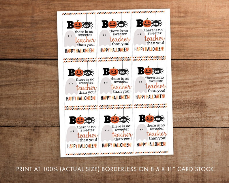 Halloween Teacher Appreciation Gift Tag Printable Boo There is - Etsy