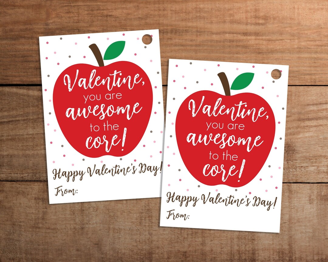 Valentine's Gift Tag Printable Apple Fruit Applesauce Kids Teachers ...