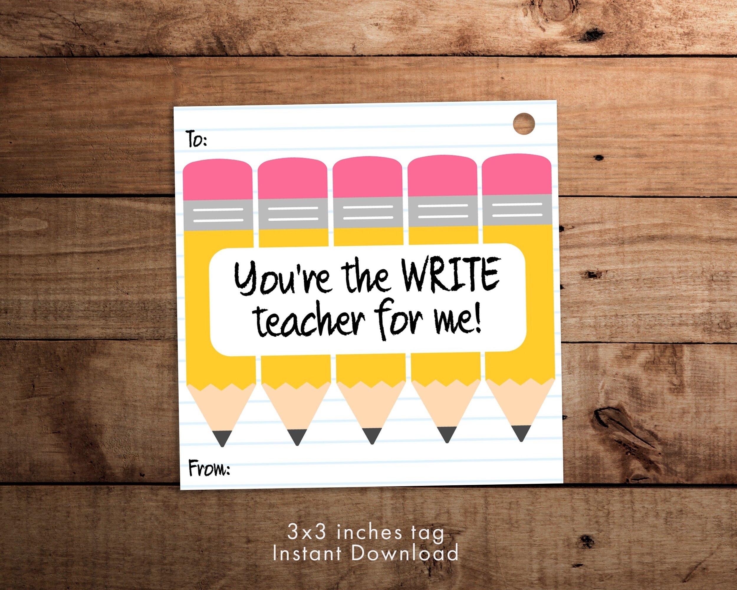 You're the write teacher for me gift tag First day of | Etsy