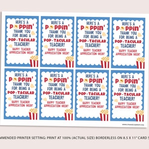 Popcorn Gift Tag Printable for Teacher Appreciation Week - Etsy