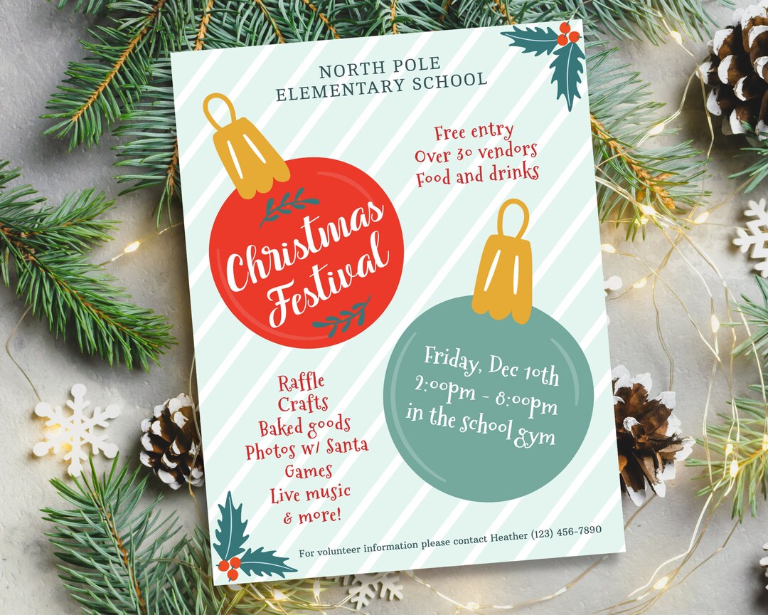 Editable Christmas Festival Market Flyer Invitation Template School ...
