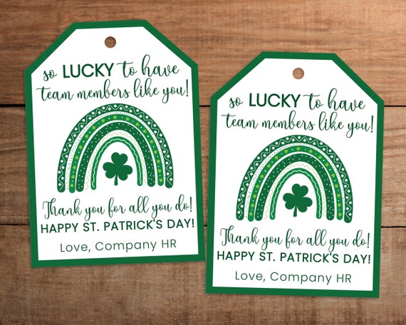 Editable St. Patrick's Day Thank You Gift Tag Printable | Etsy