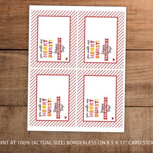 Valentines Day Gift Tag Card Printable Kids Classroom Exchange You Make ...