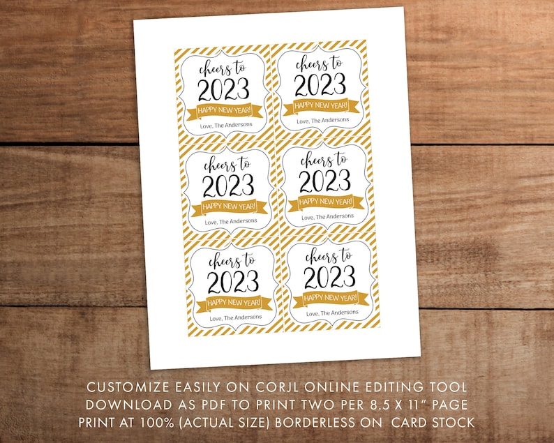 Editable Cheers to 2023 New Year Gift Tag Printable for - Etsy