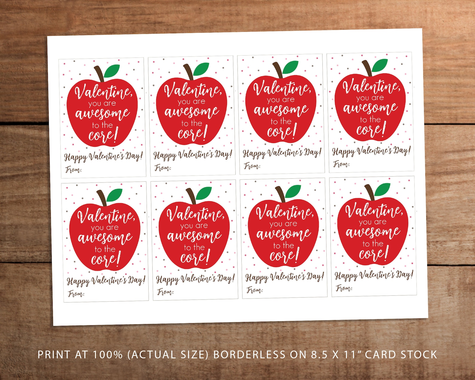 Valentine's Gift Tag Printable Apple Fruit Applesauce Kids Teachers ...