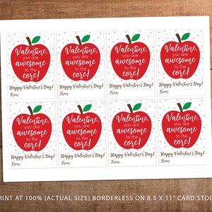Valentine's Gift Tag Printable Apple Fruit Applesauce Kids Teachers ...