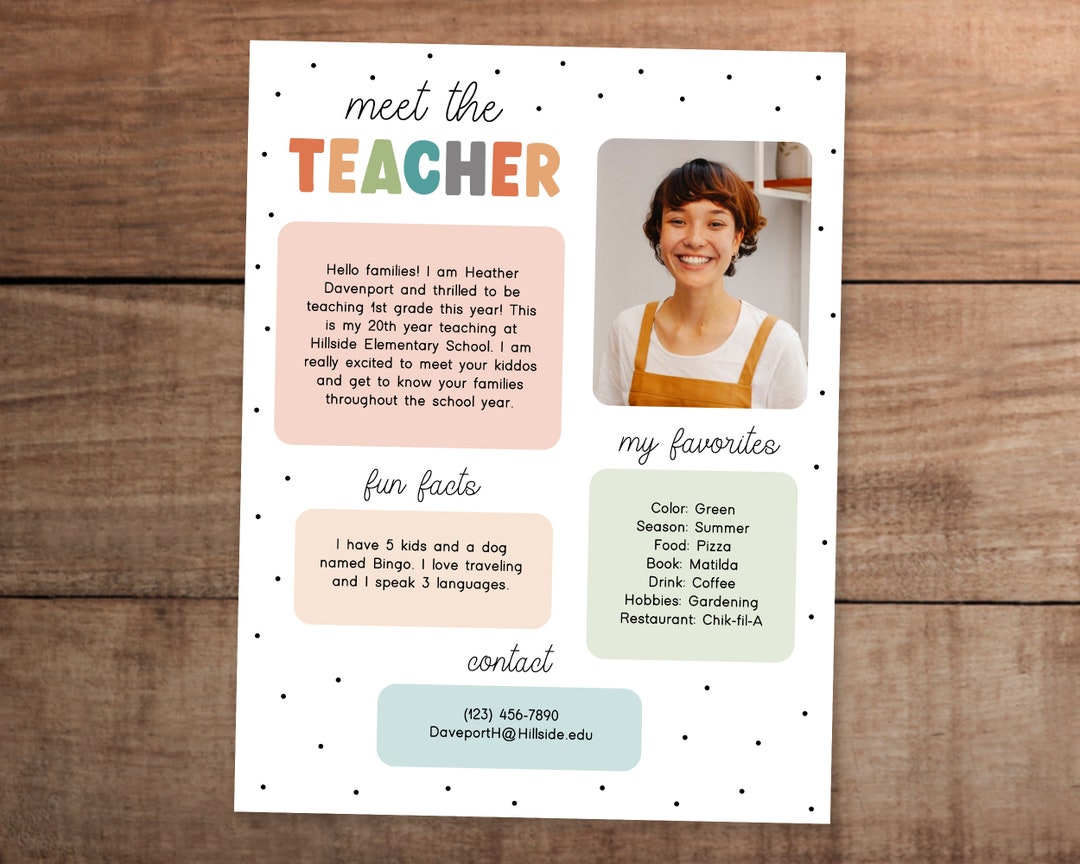 Editable Meet the Teacher Newsletter Printable Template Boho Colors ...