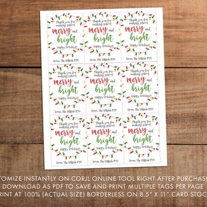 Christmas Thank You Gift Tag Printable for Teachers School Staff ...