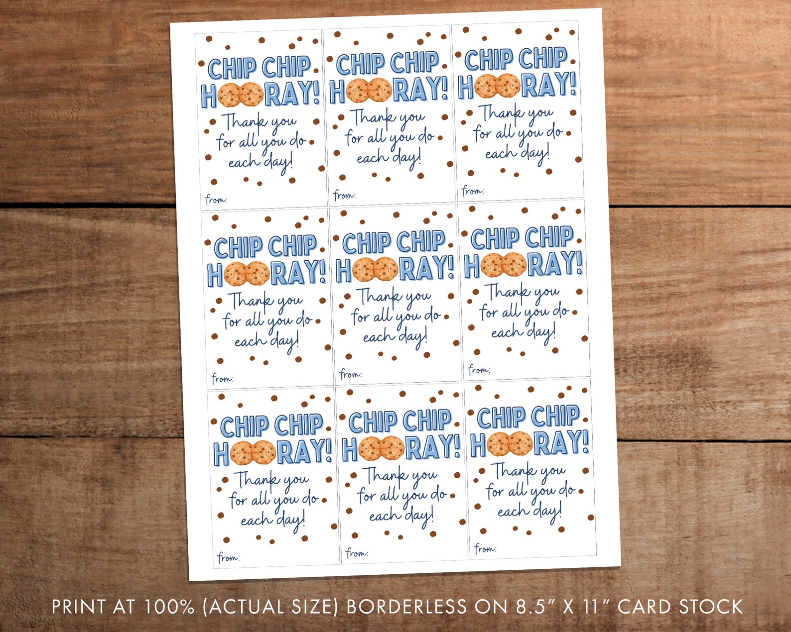 Chip Chip Hooray Gift Tag Printable Chocolate Chip Cookie - Etsy