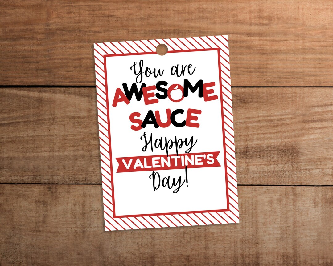 Apple Sauce Valentine Gift Tag Printable for Kids Class Friend Neighbor ...