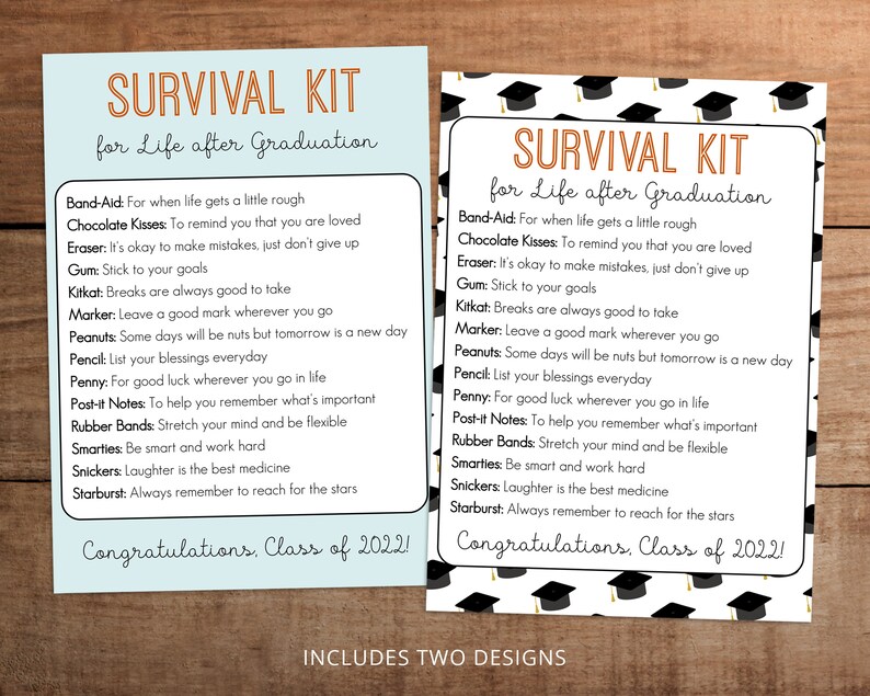 Editable Survival Kit for Life After Graduation Printable - Etsy