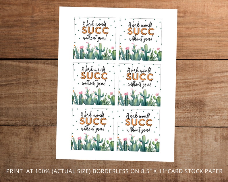 Succulent Gift Tag Printable for Coworker Staff Employee - Etsy